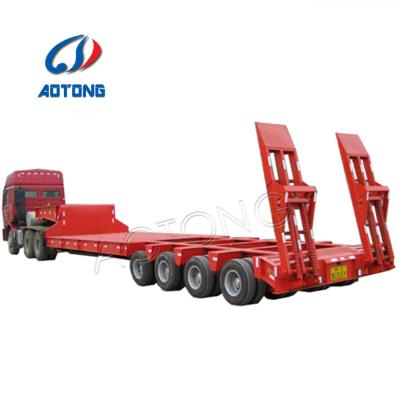 China Semi-Trailer 150ton Heavy Duty 4 Line 8 Axle Low Bed Trailer with 32 Tyres and Gooseneck for sale
