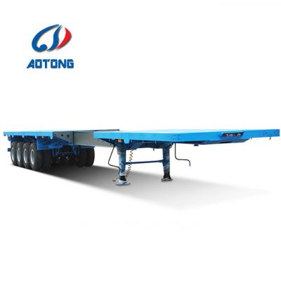 China 40 Ft 45 Ft 50ft Gooseneck Extendable Flat Bed Container Semi Trailer for Multi Axles for sale