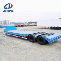 China 100 Ton Capacity Low Bed Trailer with Leaf Spring Suspension and Double Step Frame Beam for sale