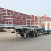 China 40 Ft 45 Ft 50ft Gooseneck Extendable Flat Bed Container Semi Trailer for Multi Axles for sale