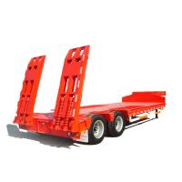 China Low Flat Bed/Lowboy Semi Trailer with One Spare Wheel Drop Loader and Customizable for sale