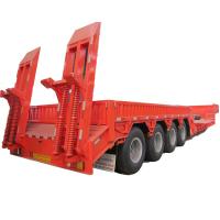 China Low Flat Bed/Lowboy Semi Trailer with One Spare Wheel Drop Loader and Customizable for sale