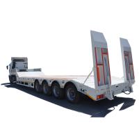 China Low Flat Bed/Lowboy Semi Trailer with One Spare Wheel Drop Loader and Customizable for sale