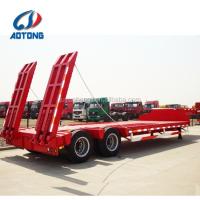 China Mechanical/Air Suspension Low Flatbed Truck Trailer for Heavy Duty Equipment Transport for sale