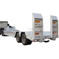 China Max 40 Tons Payload Dual Line Brake Low Loader Semi Truck Trailers for Heavy Loading for sale