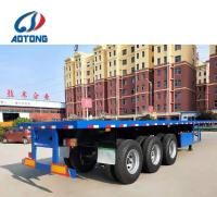 China Standard 28 Ton Landing Gear 3 Axles 20ft 40ft Flat Bed Truck Trailer for 60Ton Loading for sale