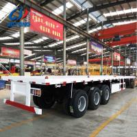 China Standard 28 Ton Landing Gear 3 Axles 20ft 40ft Flat Bed Truck Trailer for 60Ton Loading for sale