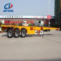 China Mechanical suspension AOTONG 3 axles 40ft skeleton dual combo semi truck trailer for sale