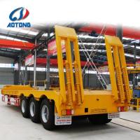 China 70Tons Heavy Duty Gooseneck 3 Axles Lowbed Trailer with 2 Optional Rear Steel Ladders for sale