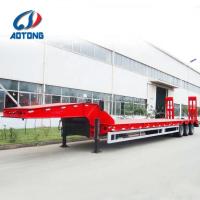 China 70Tons Heavy Duty Gooseneck 3 Axles Lowbed Trailer with 2 Optional Rear Steel Ladders for sale