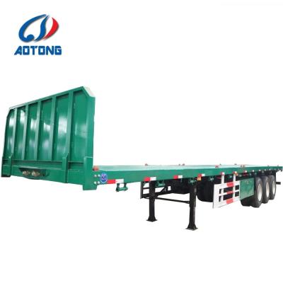 China 11.00R20 2 Axle 20ft Container Chassis 3 Axle 40ft Flat Bed Trailer with Front Board for sale