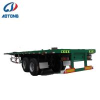 China 11.00R20 2 Axle 20ft Container Chassis 3 Axle 40ft Flat Bed Trailer with Front Board for sale