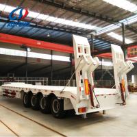 China Transport Excavator Heavy Duty Gooseneck Low Bed Semi Truck Trailer 4 Axles 80T Capacity for sale