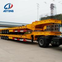 China Transport Excavator Heavy Duty Gooseneck Low Bed Semi Truck Trailer 4 Axles 80T Capacity for sale
