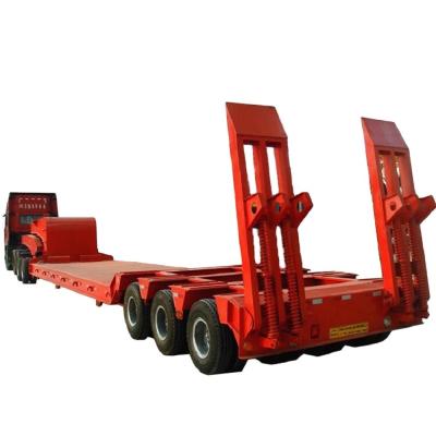 China 50-90Tons Loading Capacity Leaf Spring Suspension Lowbed Trailer with 2 Lines and 4 Axles for sale