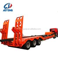 China 50-90Tons Loading Capacity Leaf Spring Suspension Lowbed Trailer with 2 Lines and 4 Axles for sale