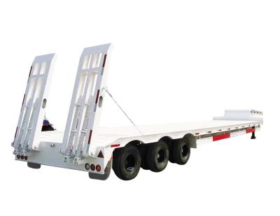 China 50/60/80/100/120 tons low bed flatbed trailer with 3 axles and Yahua / JOST landing gear for sale