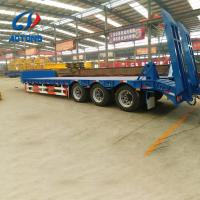 China 60 Tons 3 Axle Lowbed Loader Low Bed Semi Trailer for Heavy Duty Bulldozer Transport for sale