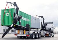China 37tons 40ft Container Self Side Loader Side Lifting Container Semi Trailer with Hydraulic Crane for sale