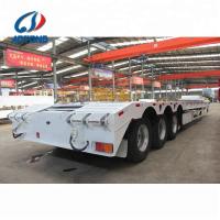 China Mechanical Suspension 18m 40ft 3 Axle Low Bed Semi Trailer for Caterpillar Excavator for sale