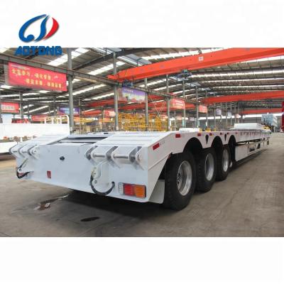 China Mechanical Suspension 18m 40ft 3 Axle Low Bed Semi Trailer for Caterpillar Excavator for sale