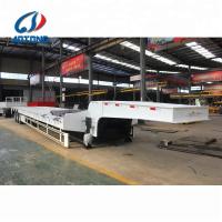 China Mechanical Suspension 18m 40ft 3 Axle Low Bed Semi Trailer for Caterpillar Excavator for sale