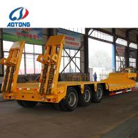 China Truck Trailer Excavator Transporting Gooseneck Lowbed 3 Axles 60ton Low Bed Trailer with Ladder for sale