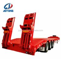 China Truck Trailer Excavator Transporting Gooseneck Lowbed 3 Axles 60ton Low Bed Trailer with Ladder for sale