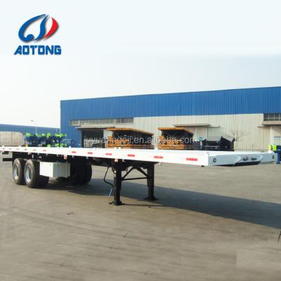 China JUYUAN 55 Ton Tri Axis/2 Axles 40ft Used Flatbed Container Trailer Dependable Certificate for sale