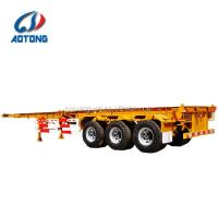 China Aotong 20Ft 40Ft Container Frame Skeletal Semi Trailer with Fuwa Bpw Optional 13tons Axle for sale