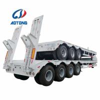 China Transport Excavator with Hydraulic Gooseneck 80Tons 4 Axles Low Bed Trailer and Ladder for sale