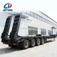 China Transport Excavator with Hydraulic Gooseneck 80Tons 4 Axles Low Bed Trailer and Ladder for sale
