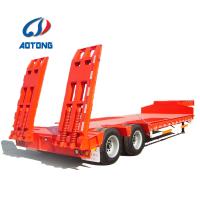 China 60T Max Payload Steel 2 Axles Lowboy Flatbed Semi Trailer for Long Distance Transport for sale