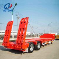 China 60T Max Payload Steel 2 Axles Lowboy Flatbed Semi Trailer for Long Distance Transport for sale