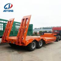 China 60T Max Payload Steel 2 Axles Lowboy Flatbed Semi Trailer for Long Distance Transport for sale