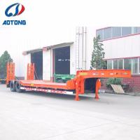 China 60T Max Payload Steel 2 Axles Lowboy Flatbed Semi Trailer for Long Distance Transport for sale