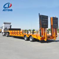 China 60T Max Payload Steel 2 Axles Lowboy Flatbed Semi Trailer for Long Distance Transport for sale