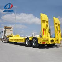 China 60T Max Payload Steel 2 Axles Lowboy Flatbed Semi Trailer for Long Distance Transport for sale