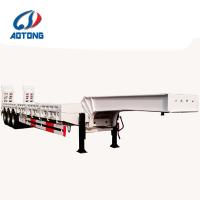 China 3000mm Width 3 Axles Excavator Transport Lowbed Semi Trailer with 2 Rear Steel Ladders for sale