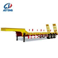 China 3000mm Width 3 Axles Excavator Transport Lowbed Semi Trailer with 2 Rear Steel Ladders for sale