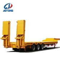 China 3000mm Width 3 Axles Excavator Transport Lowbed Semi Trailer with 2 Rear Steel Ladders for sale