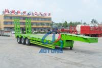 China 50 Ton Capacity Low Boy Truck Semi Trailer with Hydraulic Ramp and Main Beam Q345B for sale