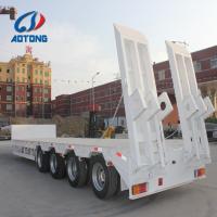 China 50 Ton Capacity Low Boy Truck Semi Trailer with Hydraulic Ramp and Main Beam Q345B for sale