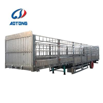 China 3 Axle Fence Semi Truck Trailer with 90 W mm*13 Thickness mm*10 Layer Leaf Spring for sale