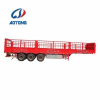 China 3 Axles 60 Tons Truck Open Cargo Flatbed Stake Fence Trailer with 2