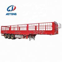 China 3 Axles 60 Tons Truck Open Cargo Flatbed Stake Fence Trailer with 2