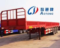 China Sale 40 Tons 600mm-1200mm Side Wall Fence Type Cargo Flat Lorry Truck Semi Trailer for sale