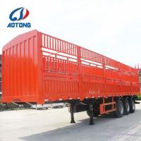 China Standard 28Ton Landing Gear 3 Axle 60 Ton Truck Open Cargo Flatbed Stake Fence Trailer for sale