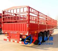 China Standard 28Ton Landing Gear 3 Axle 60 Ton Truck Open Cargo Flatbed Stake Fence Trailer for sale