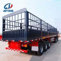 China Standard 28Ton Landing Gear 3 Axle 60 Ton Truck Open Cargo Flatbed Stake Fence Trailer for sale